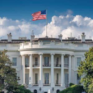 US Flag Flying Over The White House In Washington DC, United States of ...