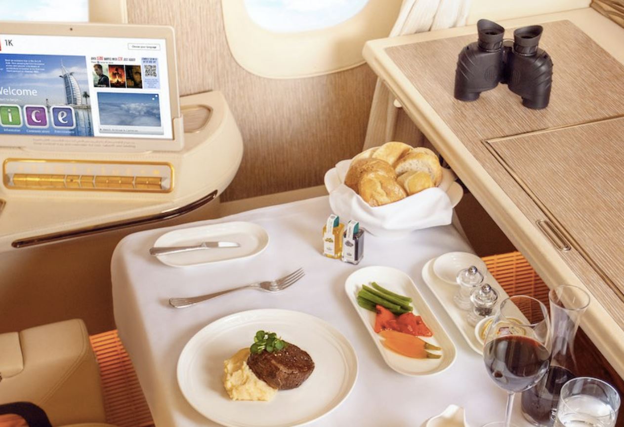 Emirates First Class Meals