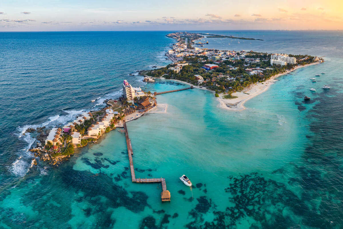 Aerial View Of Isla Mujeres In The Mexican Caribbean, Mexico - Travel ...