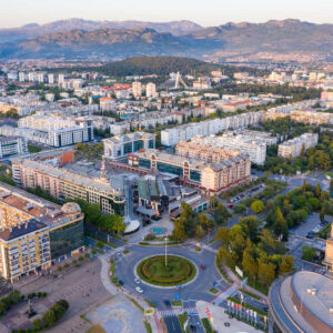Aerial View Of Modern Apartment Blocks In Podgorica, Capital City Of ...