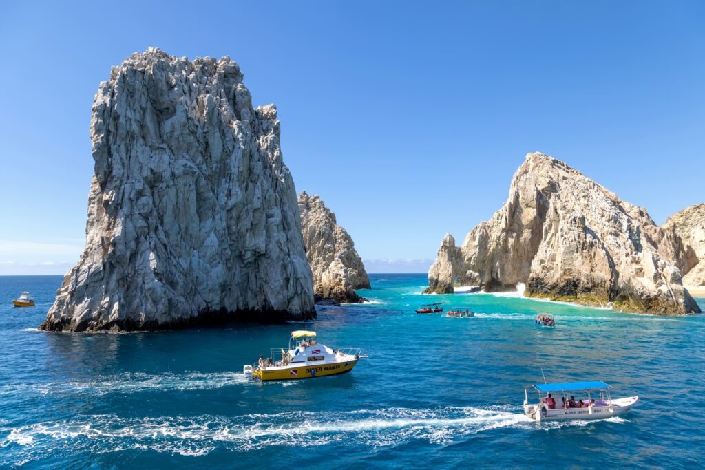 Aerial View Of The Arch Of Cabo San Lucas In Los Cabos, Baja California ...