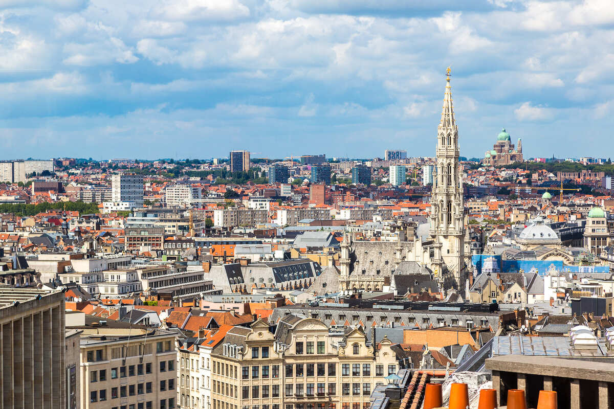 Cityscape Of Brussels, Capital City Of Belgium, With The Landmark Tower ...