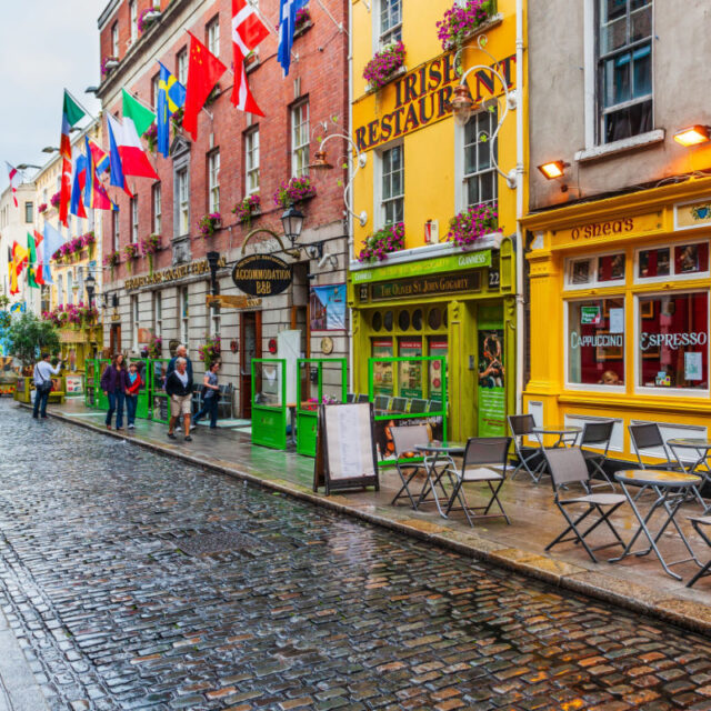 Dublin, Ireland. View of pub street in the downtown of Dublin. - Travel ...