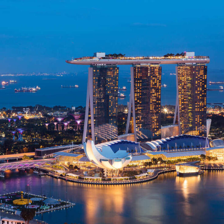Aerial View Of Marina Bay Sands In Singapore, South East Asia During ...