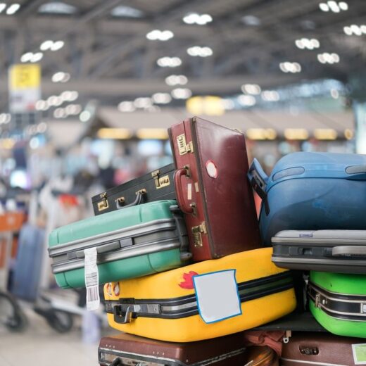 A Pile Of Unclaimed Luggage In An Airport, Luggage Mishandlement, Air ...