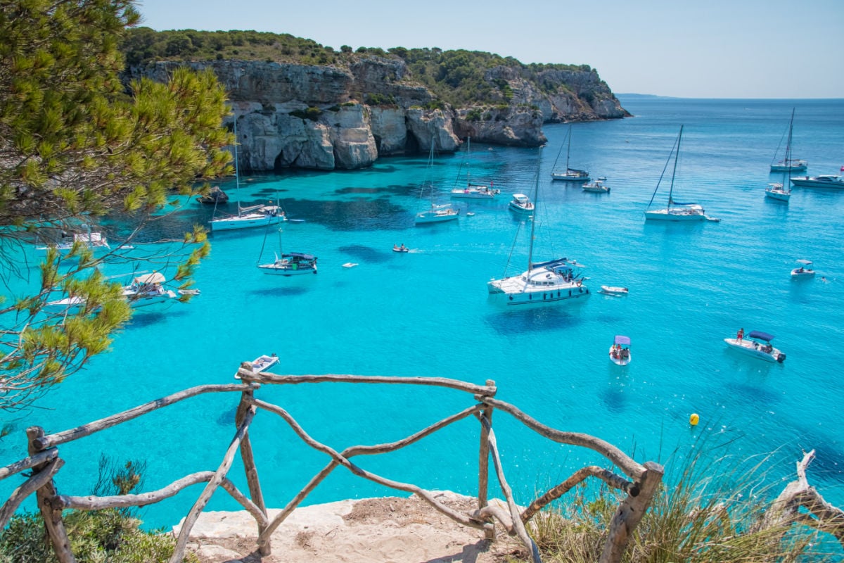 View of Cala Macarella beach in Menorca, Balearic Islands, Spain ...