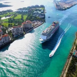 Aerial photo of a cruise ship - Travel Off Path