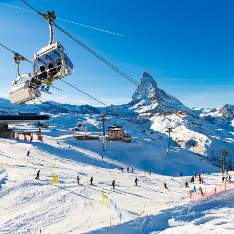 ZERMATT, SWITZERLAND - Zermatt ski resort with view on the mountain ...