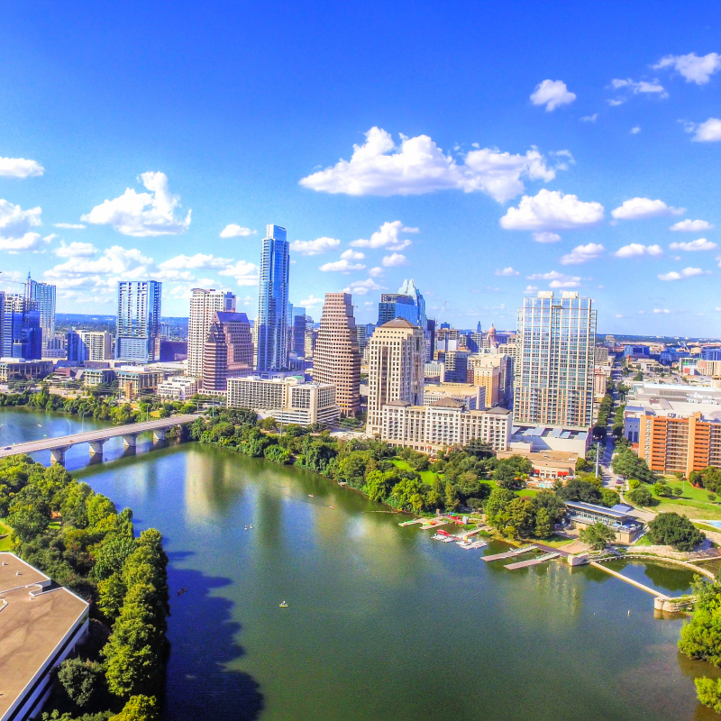 Downtown Austin Texas Cityscape Skyline Aerial View with Congress ...