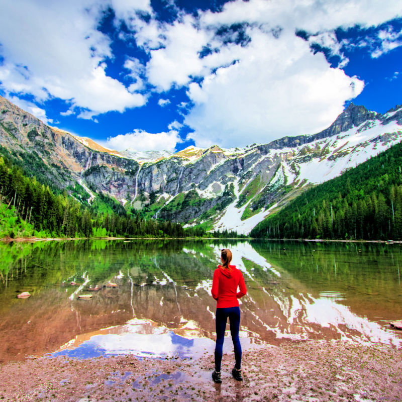 Woman admiring the beauty of nature, Glacier NP, United States - Travel ...