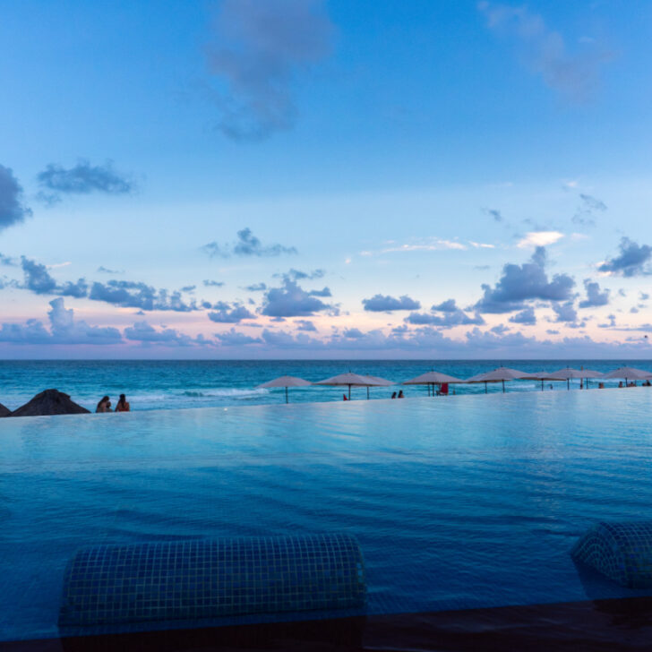 view from an infinity pool in Cancun - Travel Off Path