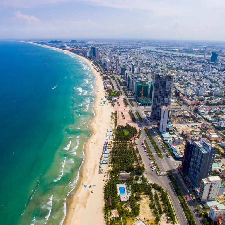 Aerial View Of Da Nang Beach, Central Vietnam, A City In Southeast Asia ...