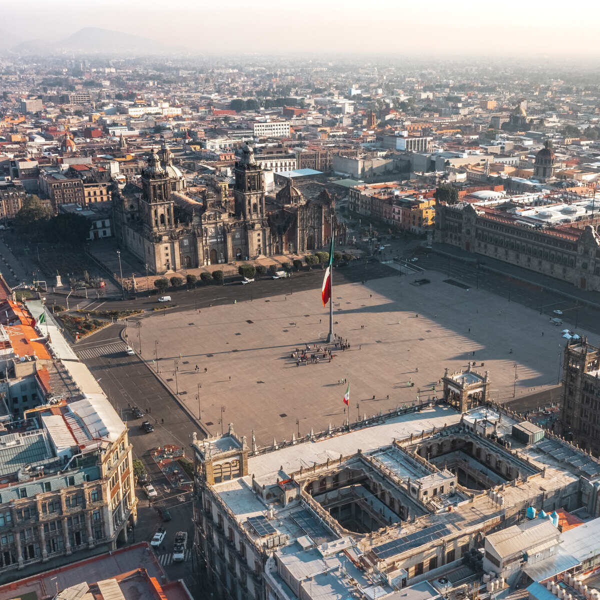 Aerial View Of Zocalo, Main Colonial Square In Mexico City, Mexico ...