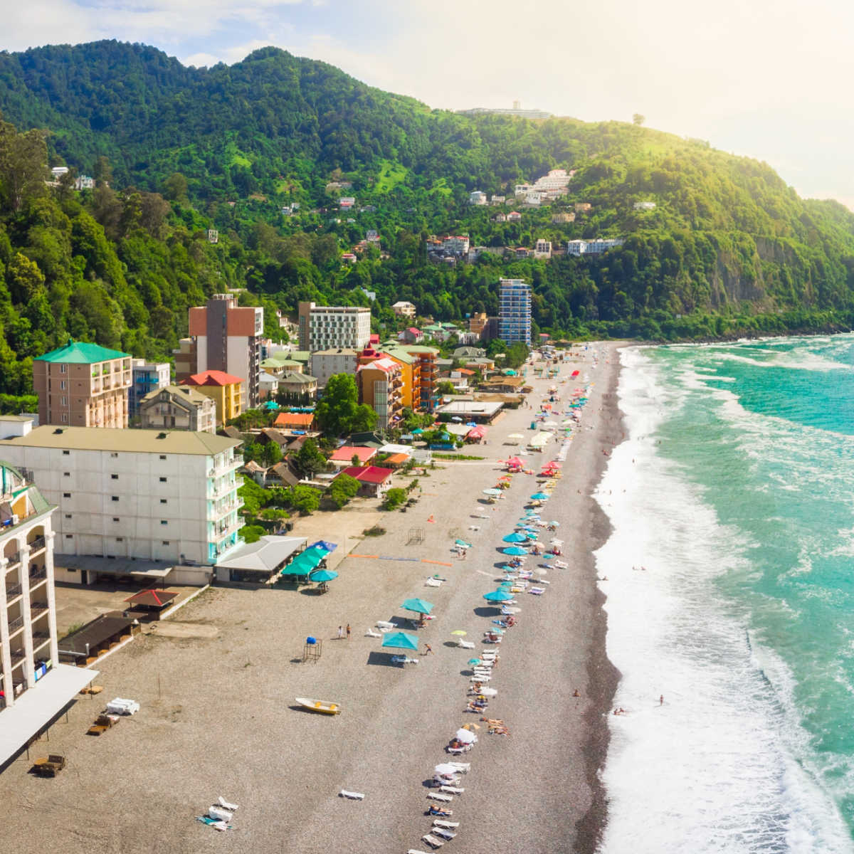 Aerial view of Georgian Black Sea beach in Sarpi - Travel Off Path